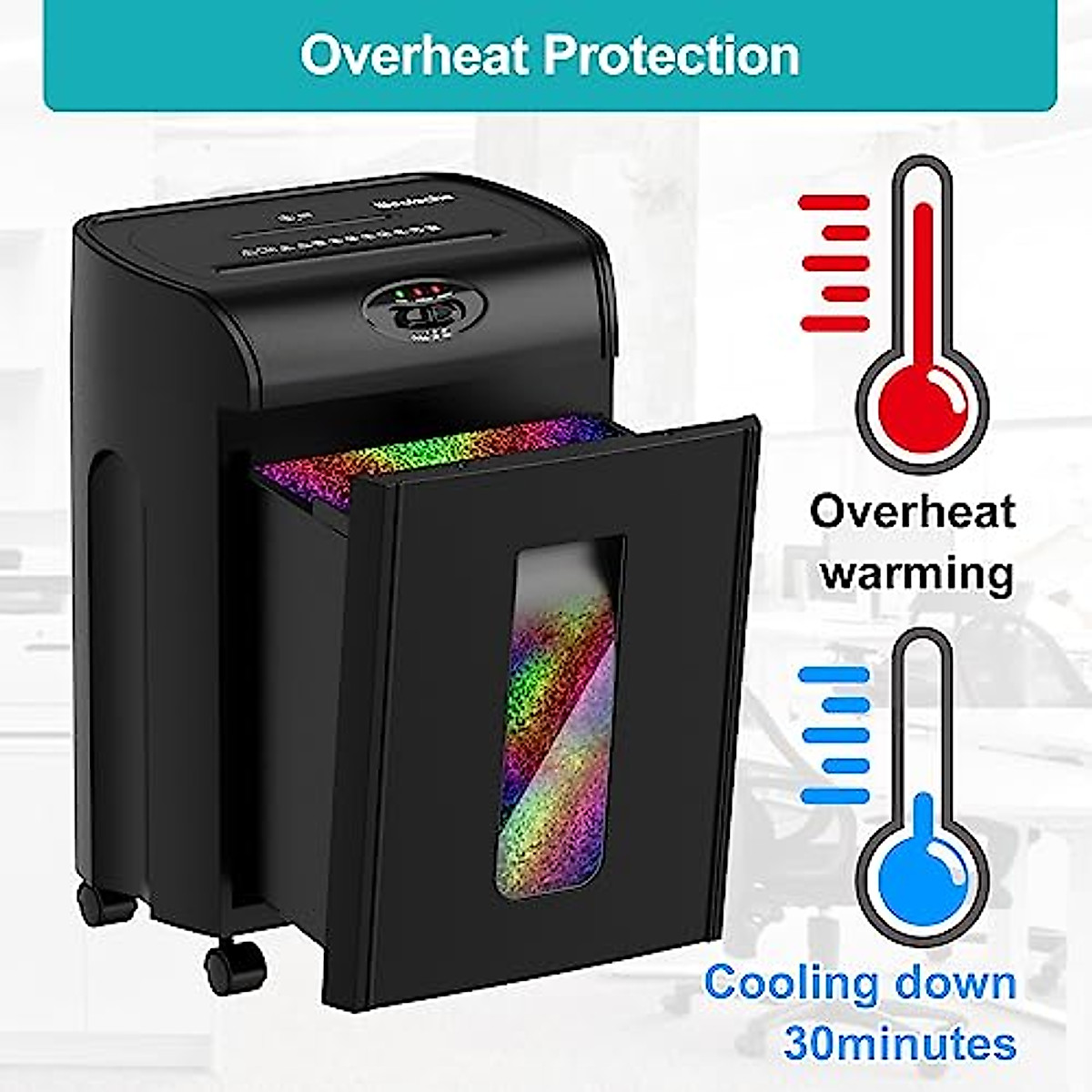 Woolsche Paper Shredder, 10-Sheet Micro Cut with 4.76-Gallon Pull Out Basket, P-6 Security Level, 3-Mode Design Shred Paper and CD/Credit Card, Durable&Fast with Jam Proof System Shredder for Office