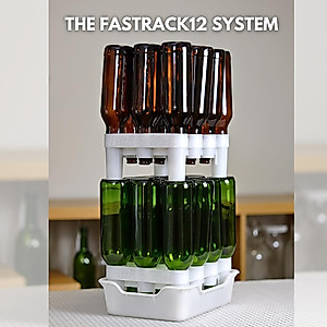 FastFerment Racks & 1 Drip Beer Bottle Cleaning, Drying and sanitizing, FastRack12 One Rack & One Tray, White