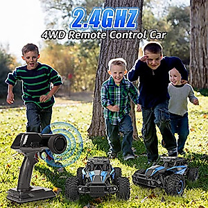 kolegend RC Cars 20 Km/h Remote Control Car 50+min with Chassis Lights 2 Batteries, 13 Inch All Terrains RC Monster Trucks Off Road Vehicle for Boys Girls Kids