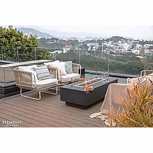 Elementi Granville Gas Fire Pit Cast Concrete Fire Table, Outdoor Fire Pit Electronic Ignition | Canvas Cover, Lava Rock Included | Free AMS Wind Guard & Table-top Firepit | Dark Gray (Natural Gas)