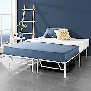 ZINUS SmartBase Tool-Free Assembly Mattress Foundation / 14 Inch Metal Platform Bed Frame / No Box Spring Needed / Sturdy Steel Frame / Underbed Storage, White, Queen