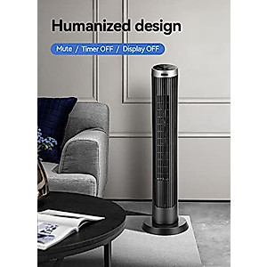 OmniBreeze Digital Electric Tower Fan, with Remote Control, LED Display, Standing Bladeless Floor Fans Cooling and Quite Indoor Living Room Bedroom use (36 Inch)…