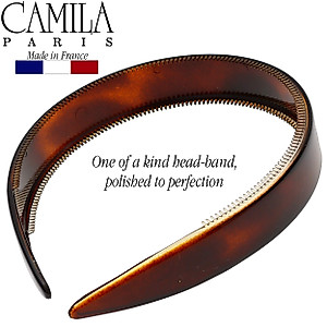 Camila Paris AD48 French Fashion Headband for Women, Very Flexible with Teeth for Strong Hold Grip, Women's Hairband, No Slip and Durable Styling Girls Hair Accessories, Made in France with Cellulose
