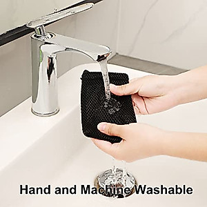 uxcell 3 Pcs Black Pouches, Drawstring Storage Bag, Thick Nylon Mesh Pouch Small Storage Bag