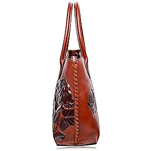 PIJUSHI Top Handle Satchel Handbags for Women Designer Floral Handbags and Purses (6913 Brown)