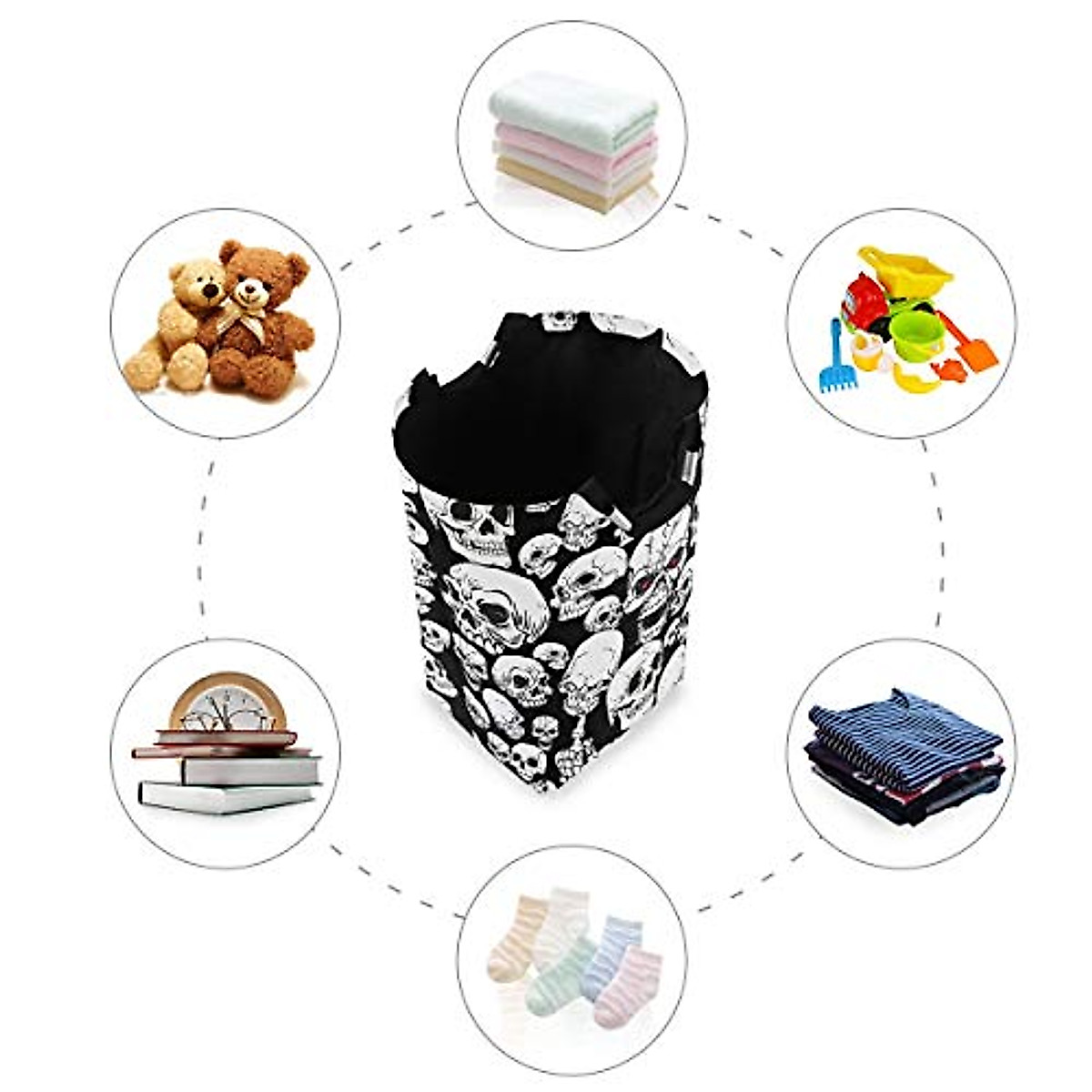 RunningBear Laundry Basket Washing Clothes Hamper - Horror Skull Collapsible Laundry Hamper Large Capacity Large Basket for Bathroom, Bedroom