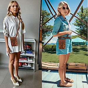 Larswon Belt Pouch, Renaissance Bag Medieval Leather Belt Pouch Ren Faire Accessories Small Crossbody Belt Bag Cell Phone Pouch Renaissance Belt (Brown - Fairy)