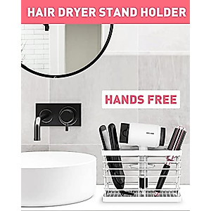 Hair Dryer Holder, REFLYING White Hair Dryer Organizer Wall Mounted, 8 Adjustable Height, Over Door Cabinet Hair Dryer Stand Holder Hands Free, Hair Dryer Holder Stand, Hair Straighteners,3 Sections