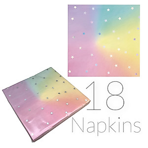 Oojami Serves 18 Scalloped Pastel Iridescent Complete Party Supplies Includes Plates Cups Napkins Table Cover Balloons Ideal for Kids Birthdays, Bridal Showers, Unicorn Theme