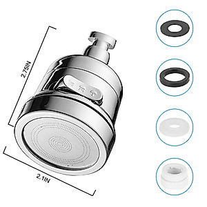 Sink Faucet Attachment, Movable Kitchen Faucet Head 360° Rotatable Faucet Sprayer Head Replacement Water Saving Faucet Extender,Anti -Splash,3 Modes, Chrome Faucet Head for Kitchen and Bathroom