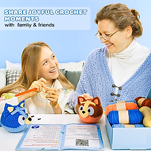 MHJJYGY Crochet Kit for Beginners, Learn to Crochet with Step-by-Step Video Tutorials, Crochet Starter Knitting Kit Set for Adults Kids