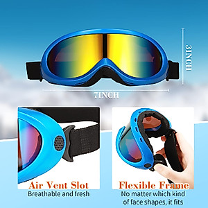 8 Pcs Ski Goggles with Glasses Cloths, UV Protection Snowboard Goggles Dustproof Anti Fog Snow Goggles for Kids Adults Men Women Boys Girls Teens Winter Sports, 8 Colors