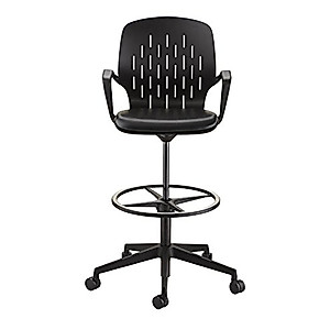 Safco Products Shell Extended Height Swivel Office Desk Computer Ergonomic Chair, Pneumatic Height Adjustable, Black (7014BL)