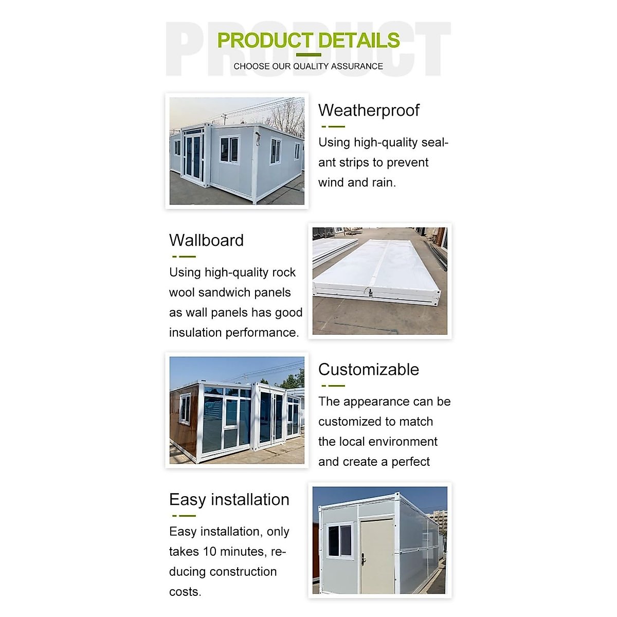 Customizable Foldable Tiny Home - Luxury Prefab Villa, Insulated Modular Shipping Container House, Portable Expandable Design for Easy Installation and High Value