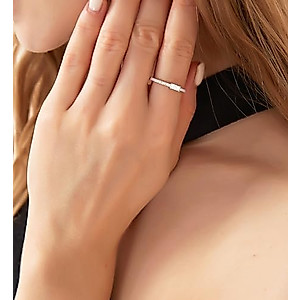 TIGRADE 1.5mm Eternity Ring Baguette Cubic Zirconia Anniversary Ring CZ Pave Wedding Band for Women Size 3-12, Silver, Size 7.5