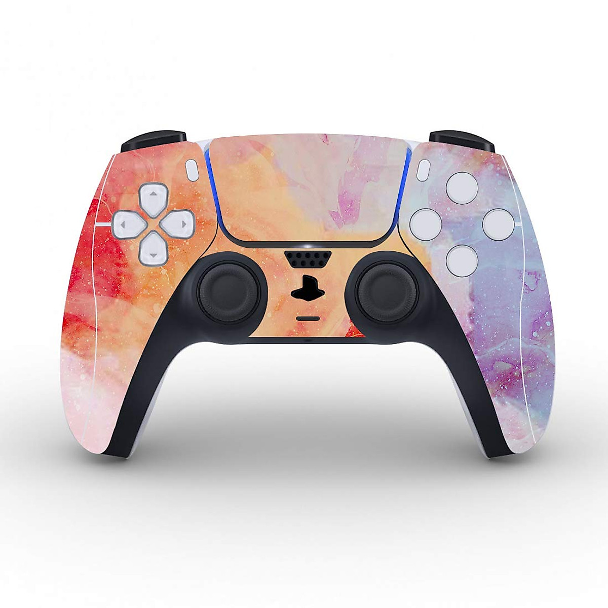 PlayVital Orange Pink Marble Effect Full Set Skin Decal for ps5 Console Disc Edition, Sticker Vinyl Cover for ps5 Controller & Charging Station & Headset & Media Remote