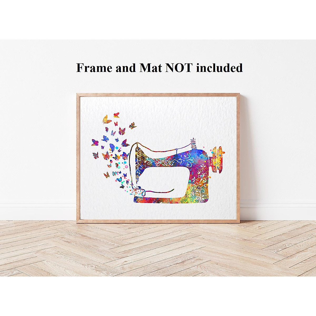Dignovel Studios 8X10 Unframed Sewing Machine Butterfly Seamstress Sewing Watercolor Art Print Poster Housewarming Wall Giclee Office Home Decor DN533