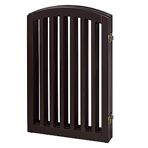 Bonnlo 30'' Tall Free Standing Pet Gate for Dogs, 81” Wide Dog Gates for The House, Doorways & Stairs, Dog Fence Indoor Puppy Gate with 4 Foot Supporters, 4 Panel Doggie Gate, Espresso