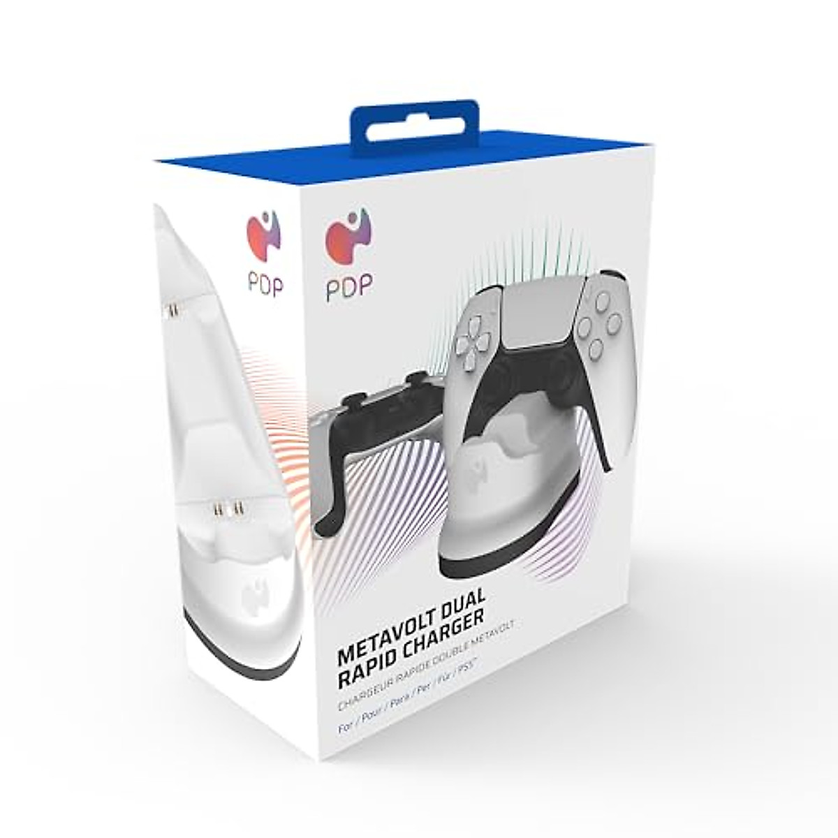PDP Gaming PlayStation 5 METAVOLT Dual Charging Station for 2 Wireless PS5 Dualsense Controllers (White)
