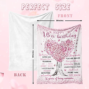 Sweet 16 Gifts for Girls, 16th Birthday Gifts for Girls, 16 Year Old Girl Birthday Gift Ideas, 16th Birthday Decorations, Happy 16th Birthday, Birthday Presents for 16 Year Old Blanket 50"X60"
