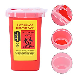 Lurrose Razor Blade Bank Safe Razor Blades Dispenser Case Plastic Blades Box Disposal Collect Box Blades Waste Bucket Blades Holder for Barbershop Salon Use Red