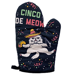 Cinco De Meow Oven Mitt Funny Taco Cat Mexican Cerveza Kitchen Glove Funny Graphic Kitchenwear Cinco De Mayo Funny Cat Novelty Cookware Black Oven Mitt