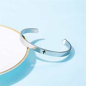 MUERDOU Inspirational Cuff Bracelet Bangle for Women Christian Bible Verse Bracelet Prayer Faith Religious Stainless Steel Bangle Gifts for Her 465