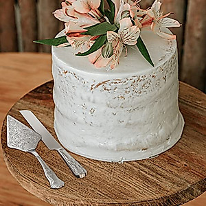 Orblue Wedding Cake Knife and Server Set - Premium, Beautifully Engraved Cutting Set - Elegant Keepsake for Newlyweds Silver