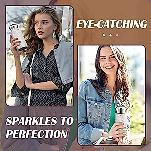 Rhinestone Water Bottle, Bling Diamond Water Bottle, Gifts for Women Stainless Steel Thermal Bottle Refillable Insulated Cup Silver Glitter Water Bottles for Women Bottles for Coffee, 260 ml (White)