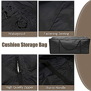 Patio Cushion Storage Bag Extra Large,Mayhour Outdoor Heavy Duty Waterproof Furniture Cushion Bags Cover Black with Zipper Handles for Garden Beach Picnic (46x18x20in)