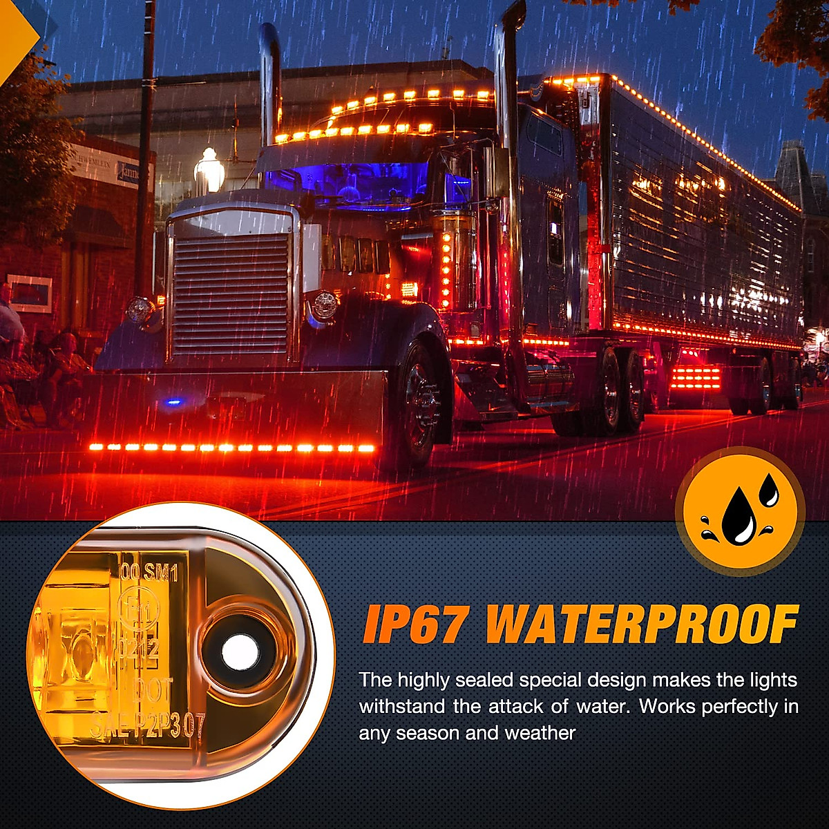 Nilight 2.5Inch Oval Side Marker Light 10PCS 2 Diode LED Trailer Fender Light Clearance Light Waterproof Surface Mounted for 10-30V Truck Camper Boat Lorry