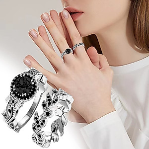 Stainless Steel Rings Diamond Double Ring Set for Women Fashion Jewelry Popular Accessories 17 Mile Jewelry (Silver, 8)