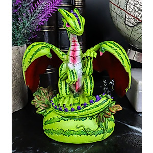 Ebros Colorful Garden Fruits and Berries Green Thumb Dragon Statue by Stanley Morrison Medieval Fairy Dragons Fantasy Decor Figurine (Refreshing Subtropical Watermelon)
