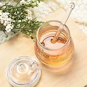 Bruntmor No Drip Honey Dispenser Jars - 9oz Syrup Bottles for Pancakes - Syrup Holder for Home Kitchen - Syrup and Honey Dispensing Container - Honeypot for Maple Syrup