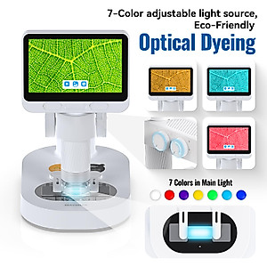 BEAVERLAB Digital Microscope with 4.3'' 1080P IPS Screen [Eco-Friendly Optical Staining] 1600x Magnification for Classroom Education, Macro Photography, Coin Collection, Learning and Explore