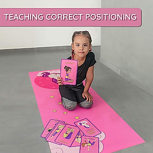 Kids Yoga Mat Set - Fun Unicorn Yoga Mat for Girls - Comfortable - Chemical Free - Non-Toxic - Non-Slip - 60 X 24 X 0.2 Inches - w/ 12 Yoga Cards for Kids - Carrier Bag with Strap - Pink - Ages 4-12