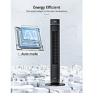 VCK Tower Fan for Bedroom,90° Oscillating Fan with 26ft/s Velocity,40" Cooling Floor Fan with Smart Remote,Touch Control,3 Speeds,4 Modes,12H Timer,Quiet Bladeless Standing Fan for Home,Office