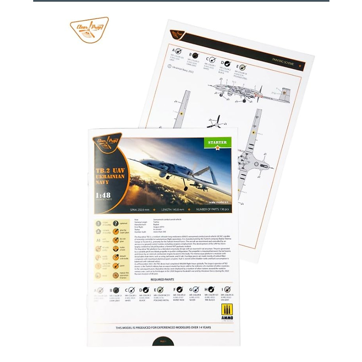 CLEAR PROP 4810-1/48 - Bayraktar TB.2 UAV UKRAINIAN NAVY Plastic model kit