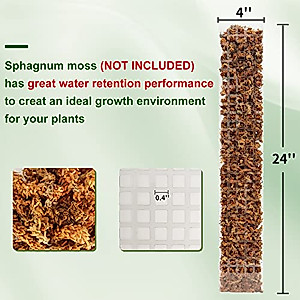 EOX 4 Pcs 24 Inch Plastic Moss Pole for Plants Monstera, Climbing Plants, Plant Support for Indoor Plants Work with Sphagnum Moss