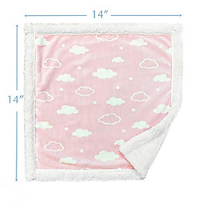 American Baby Company Heavenly Soft Chenille/Sherpa Security Blanket, 3D Pink Cloud, 14" X 14", for Boys & Girls