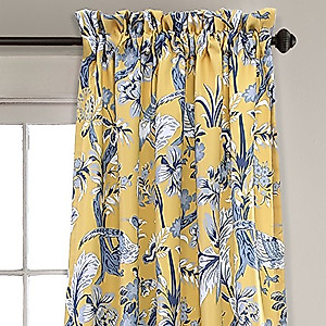 Lush Decor Curtains Dolores Darkening Window Panel Set for Living, Dining Room, Bedroom (Pair), 84 in x 52 in, Yellow, 2 Count
