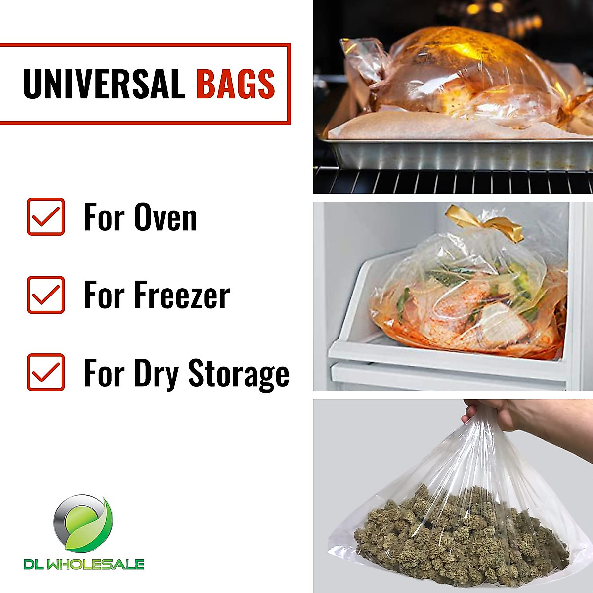 BirdBags Turkey Bags, 18” x 24” 100 Pack, USA & EU-Approved, Freezer Safe, Oven Safe, Great Heat-Safe 450*F Cooking Bags for Oven & Turkey Brining, Heavy Duty Oven Bags for Turkey …