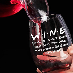 Best Friends Funny Stemless Wine Glass Wine Tumbler Drinking Glass 17 Oz with Funny Sayings For Women & Men