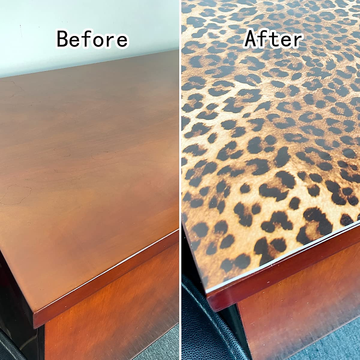 Yifasy 19.7 feet Wallpaper Roll Leopard Animal Print Peel and Stick Removable Shelf Liner Women Makeup Box Decor (236x17.7 Inch)