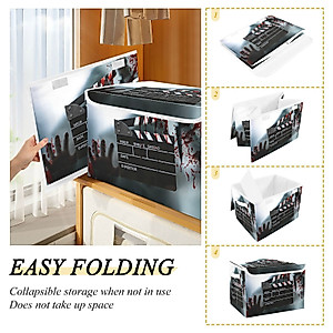 RunningBear Clapperboard Horror Movie Large Storage Bins with Lid Collapsible Storage Bin Toy Bins Fabric Storage for Living Room Office