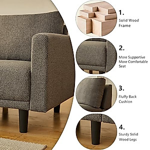 Mxfurhawa Modular Sectional Sofa with Ottoman, 128.6" Oversized L Shaped Couch with Reversible Chaise, Convertible Velvet Sleeper Couch for Living Room (Linen - Dark Grey, 4 Seat + 1 Ottoman)