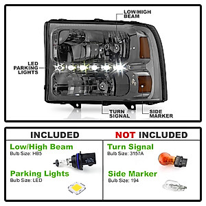 ACANII - For Smoke Len 1999-2004 Ford F250 F350 F450 Superduty LED Headlights 99-04 Headlamps Driver + Passenger Side
