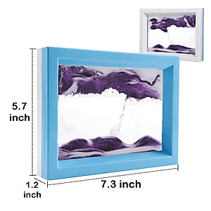 ANXUS Moving Sand Art Liquid Motion Bubble, Flowing Sand Art Picture, Desktop Art, Sensory Calming Fidget Desk Decor, Voted Best Gift! (Purple)