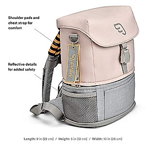 JetKids by Stokke Crew BackPack, Pink Lemonade - Kid’s Lightweight Expandable Bag - Great for School & Travel - Adjustable & Water-Resistant - Best for Ages 2-7
