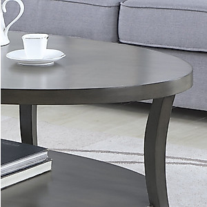Roundhill Furniture Perth Contemporary Oval Shelf Coffee Table, Gray